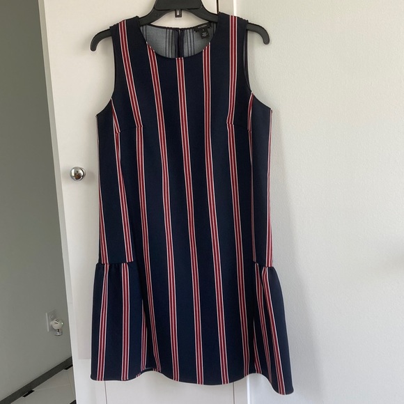 Halogen | Dresses | Halogen Navy And Red Striped With A Line Cut And ...